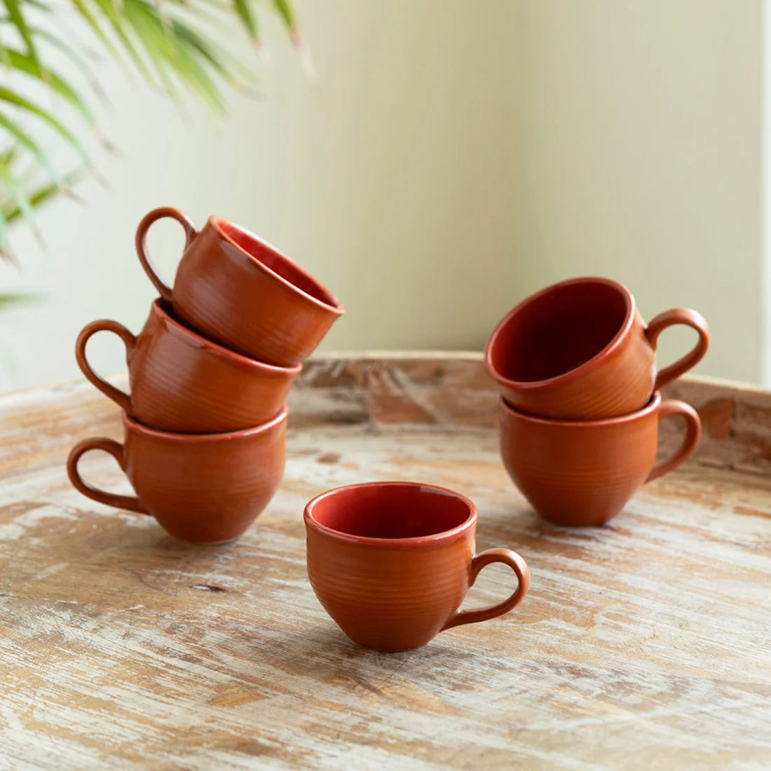 'Terra Tones' Hand Glazed Coffee & Tea Cups In Ceramic (Set Of 6, 120 ...
