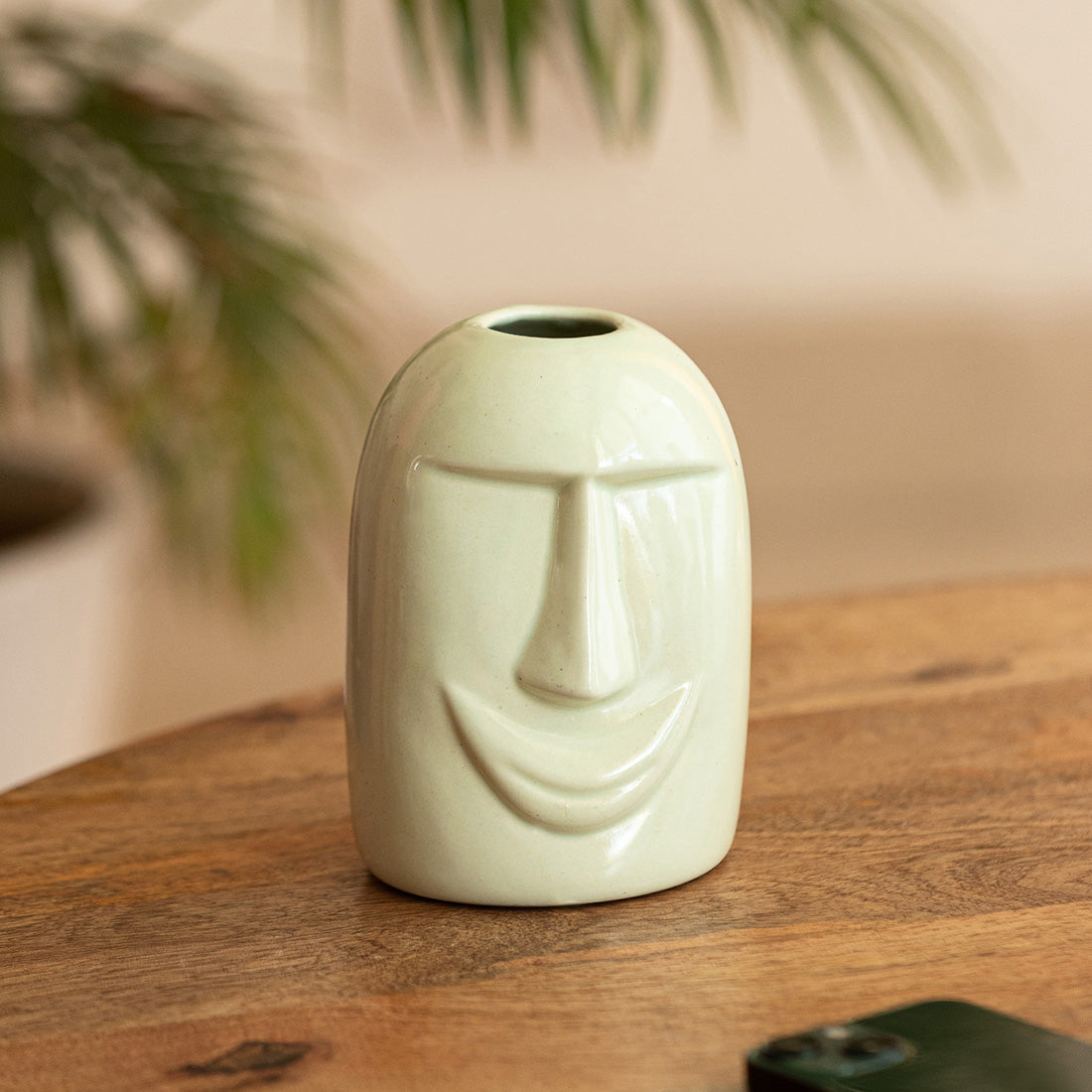 'Tribal Smiling Face' Decorative Ceramic Vase (Handglazed, 13.5 cm ...