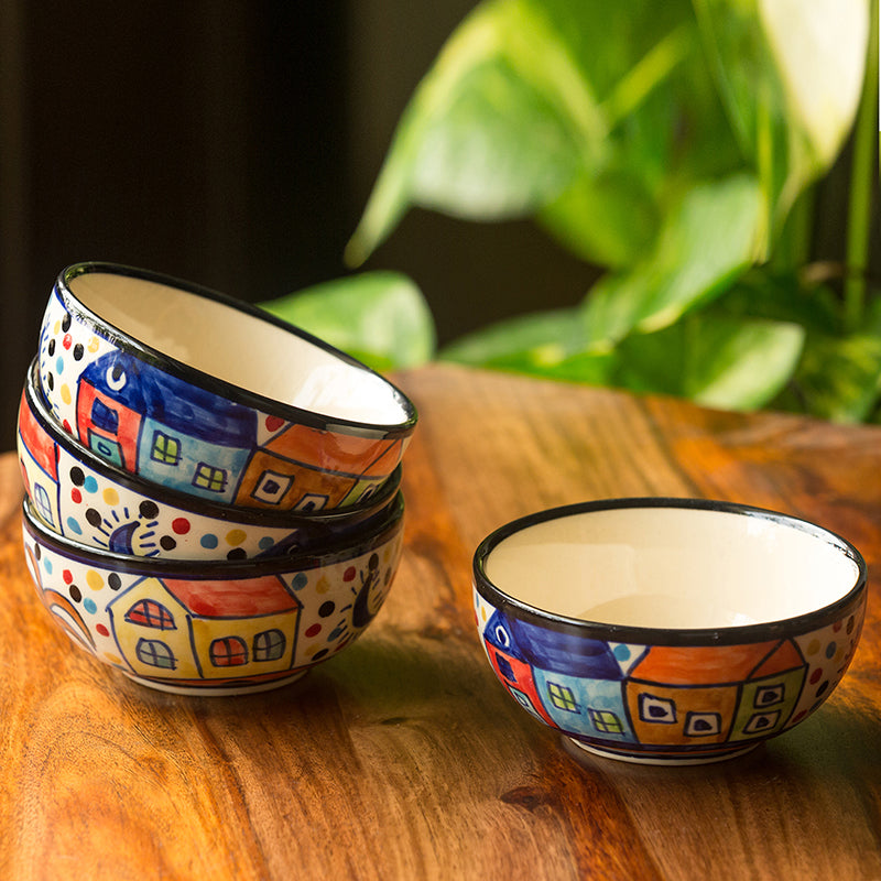 'The Serving Hut Goblets' Hand-Painted Serving Bowls In Ceramic (Set O ...