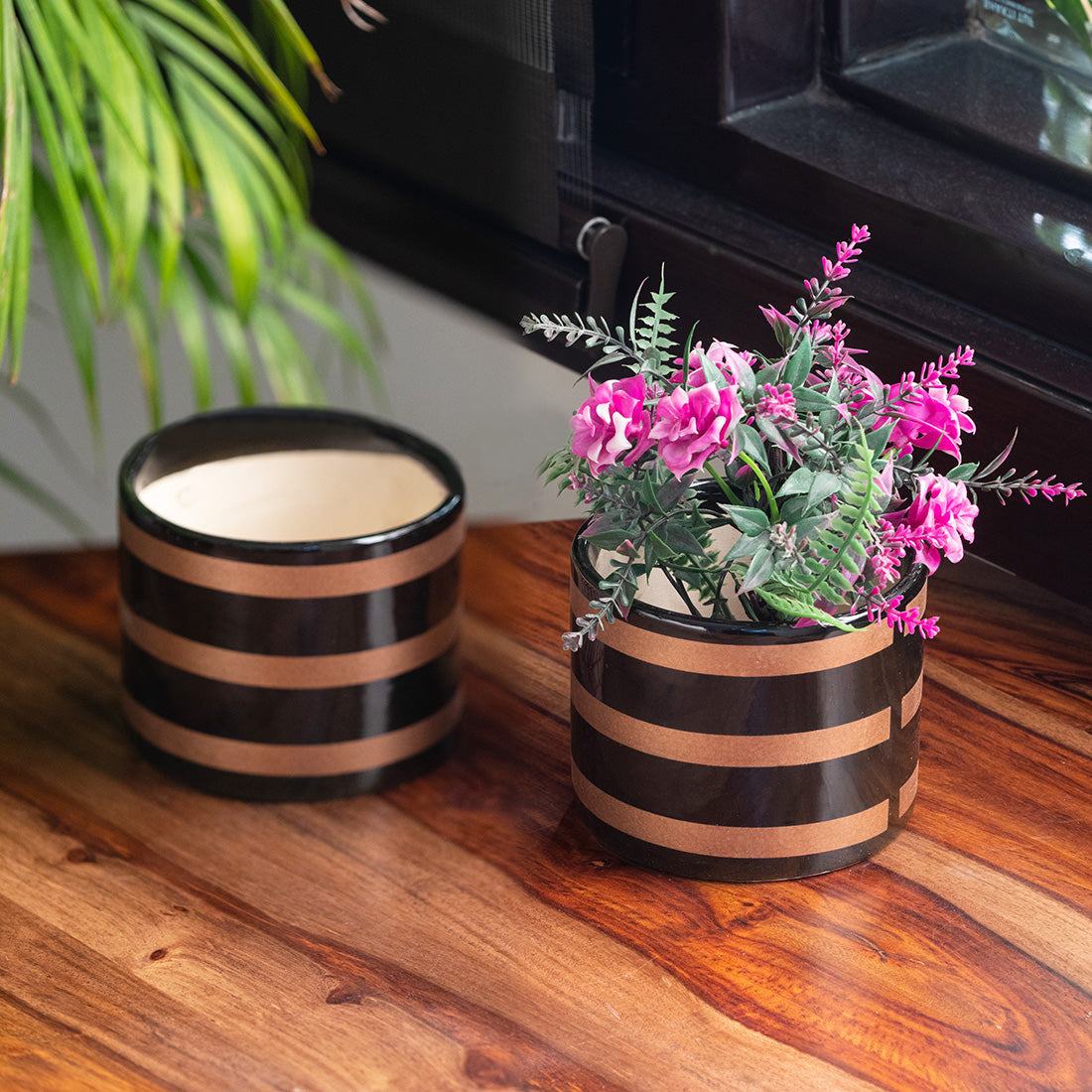 Mud Wells' Hand-Painted Table Planter Pots In Ceramic (10.2 cm | Set o ...